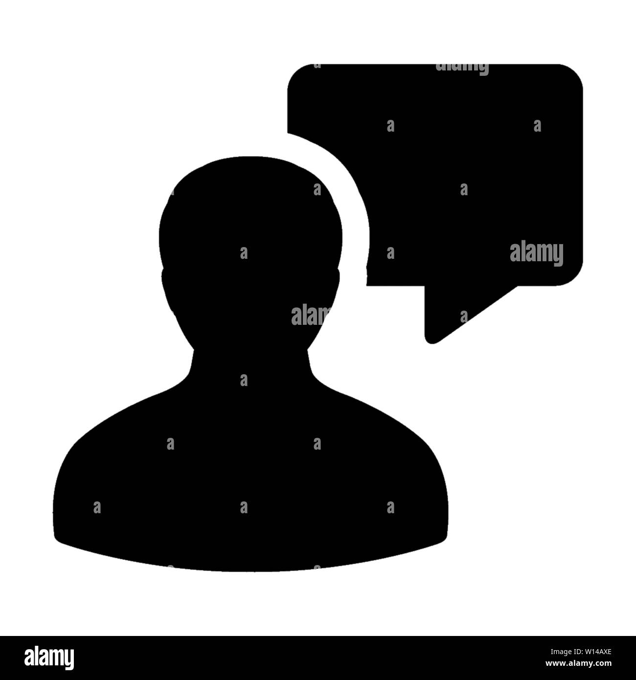 Answer icon vector male person profile avatar with speech bubble symbol ...
