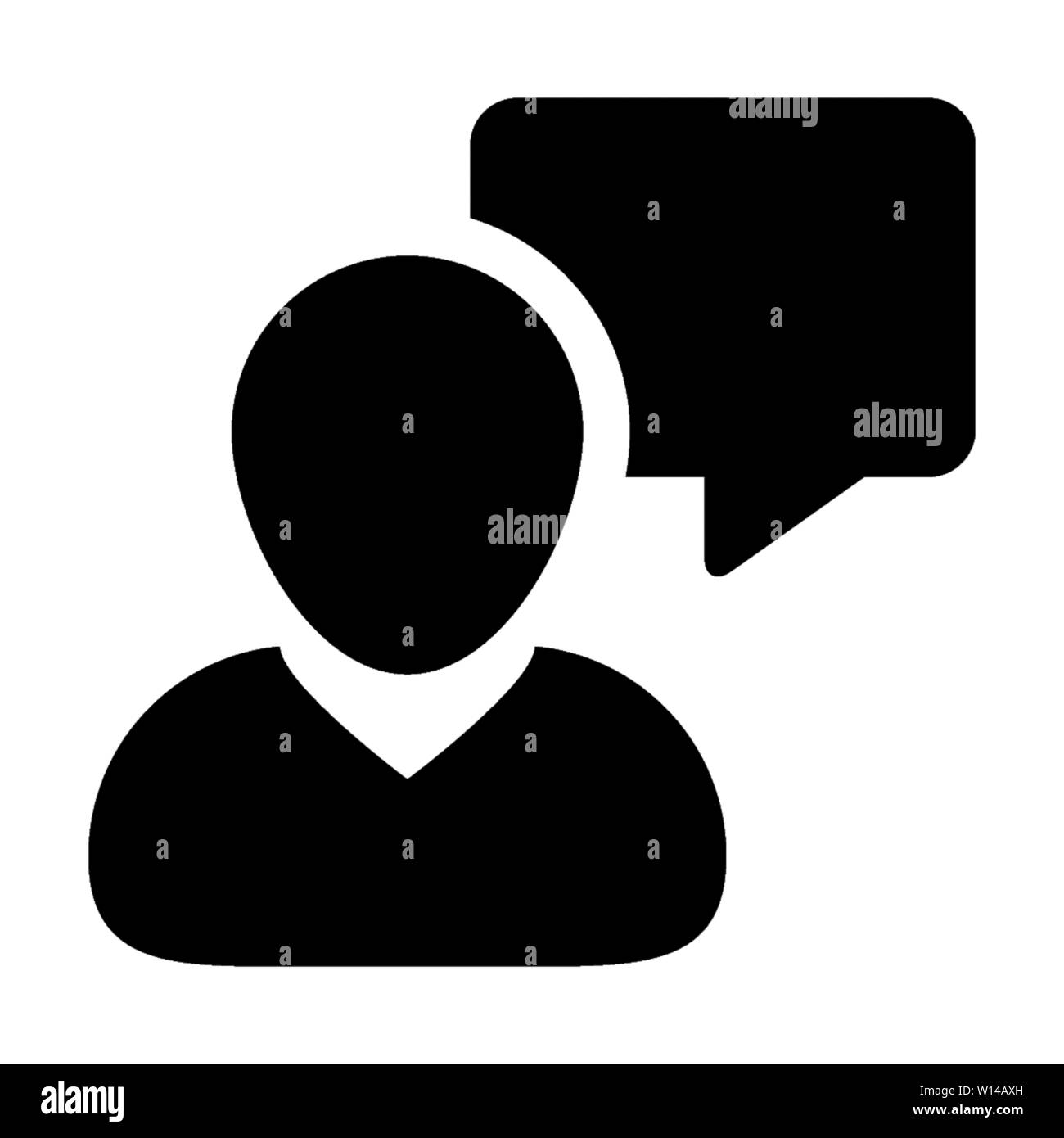 Ask icon vector male person profile avatar with speech bubble symbol ...