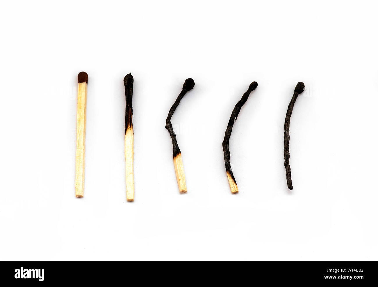 Five match isolated on white Background, set with Stages of Match ...