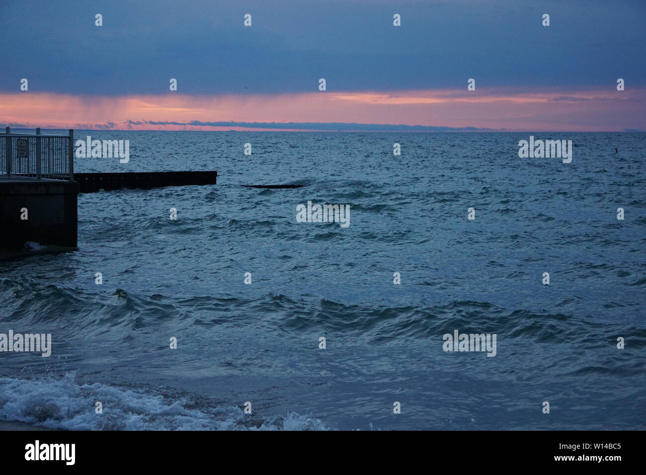 Red Sky at Night - Dusk on Lake Michigan Stock Photo - Alamy