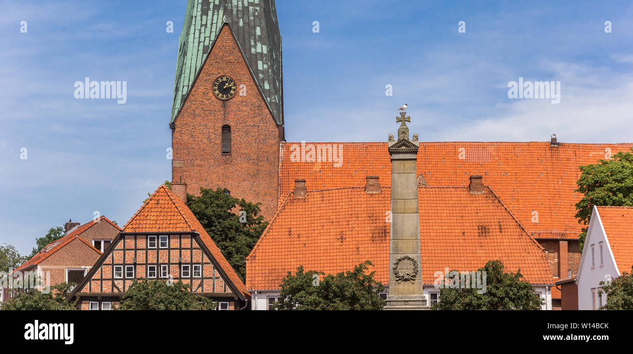 Panorama of the obelisk and church tower in Eutin, Germany Stock Photo ...