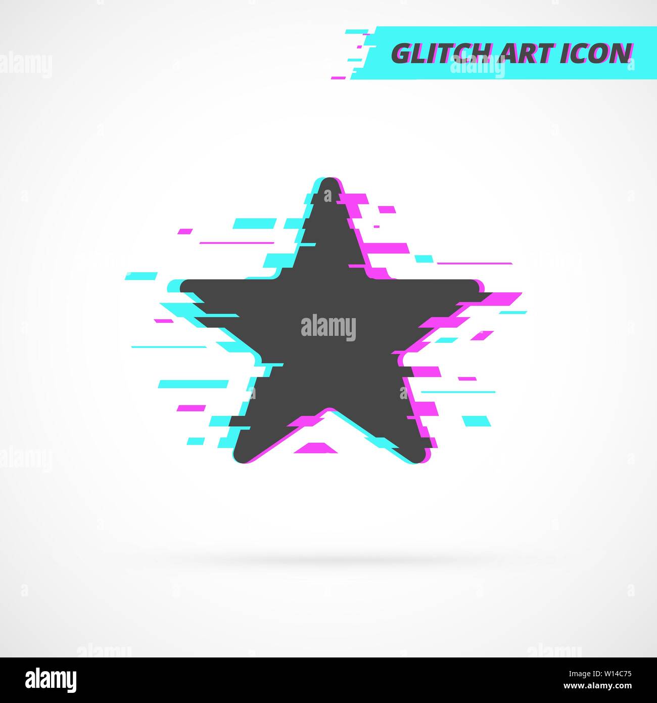 Star Sign. Glitch Art Five-pointed Star Modern Vector Icon Stock Vector ...