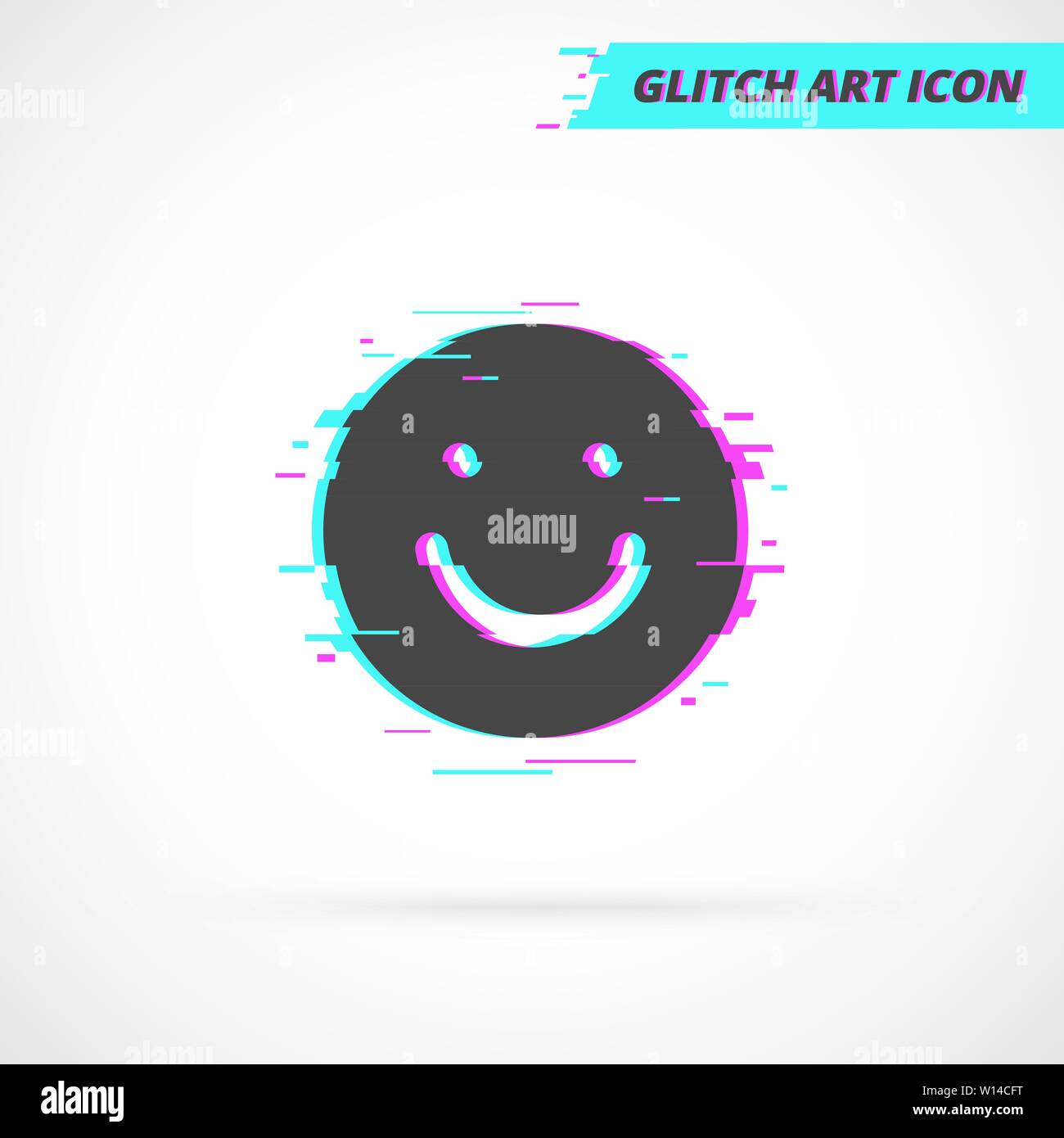 Smile Emotion Vector Icon. Smiling Emoji Sign in Glitch Art Style Stock ...