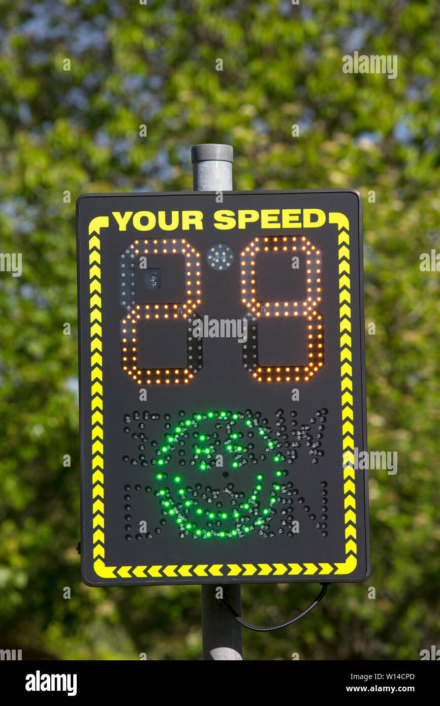 A radar measuring motorists speed entering Kendal 30mph limit, Cumbria ...