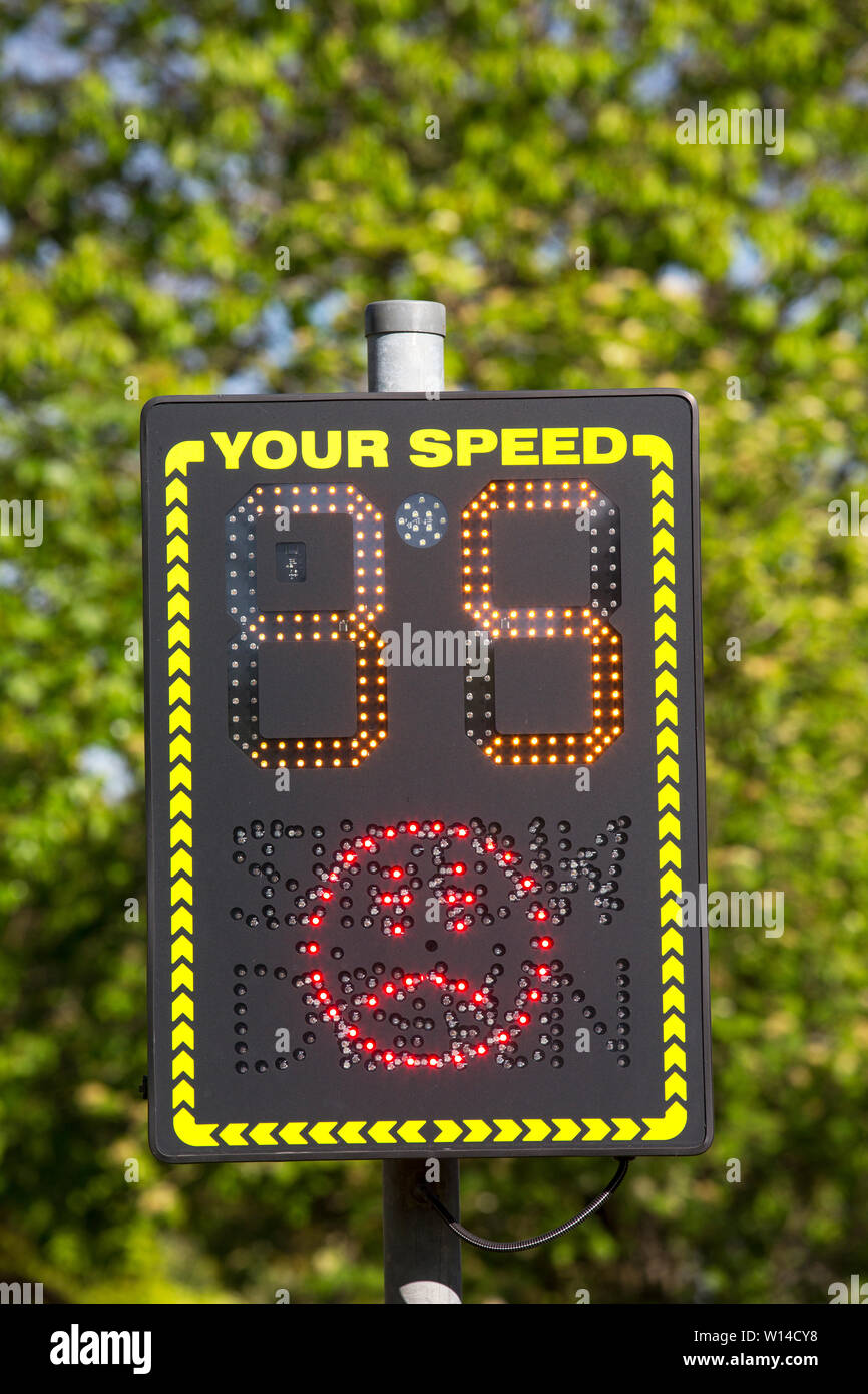 A radar measuring motorists speed entering Kendal 30mph limit, Cumbria ...