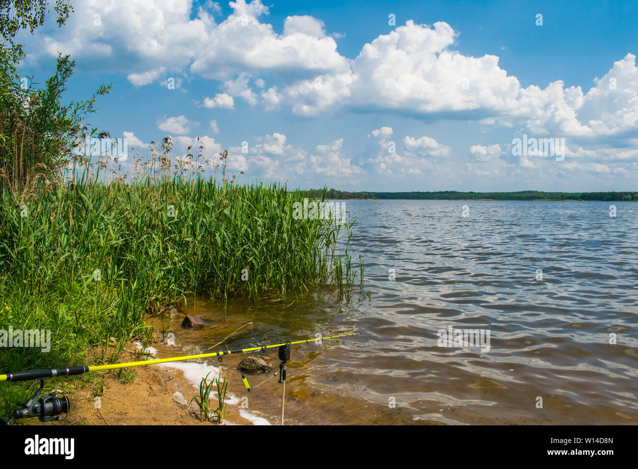 clouds blue sky fishing early in the morning for a picnic Stock Photo ...