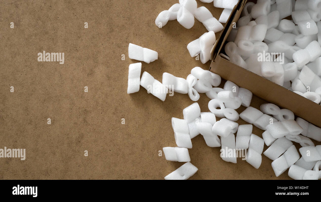 cardboard box with polystyrene delivery box fragile Stock Photo - Alamy