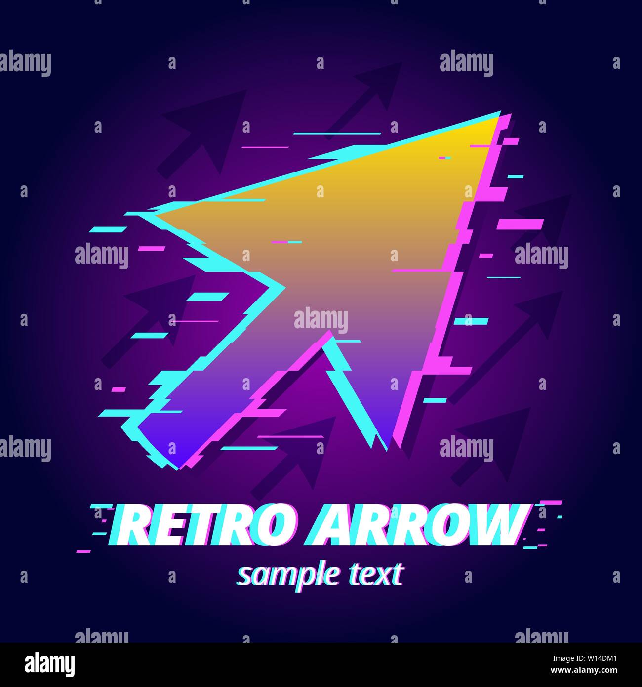 Arrow cursor glitched symbol in Pop art and glitch style. Mixed modern ...