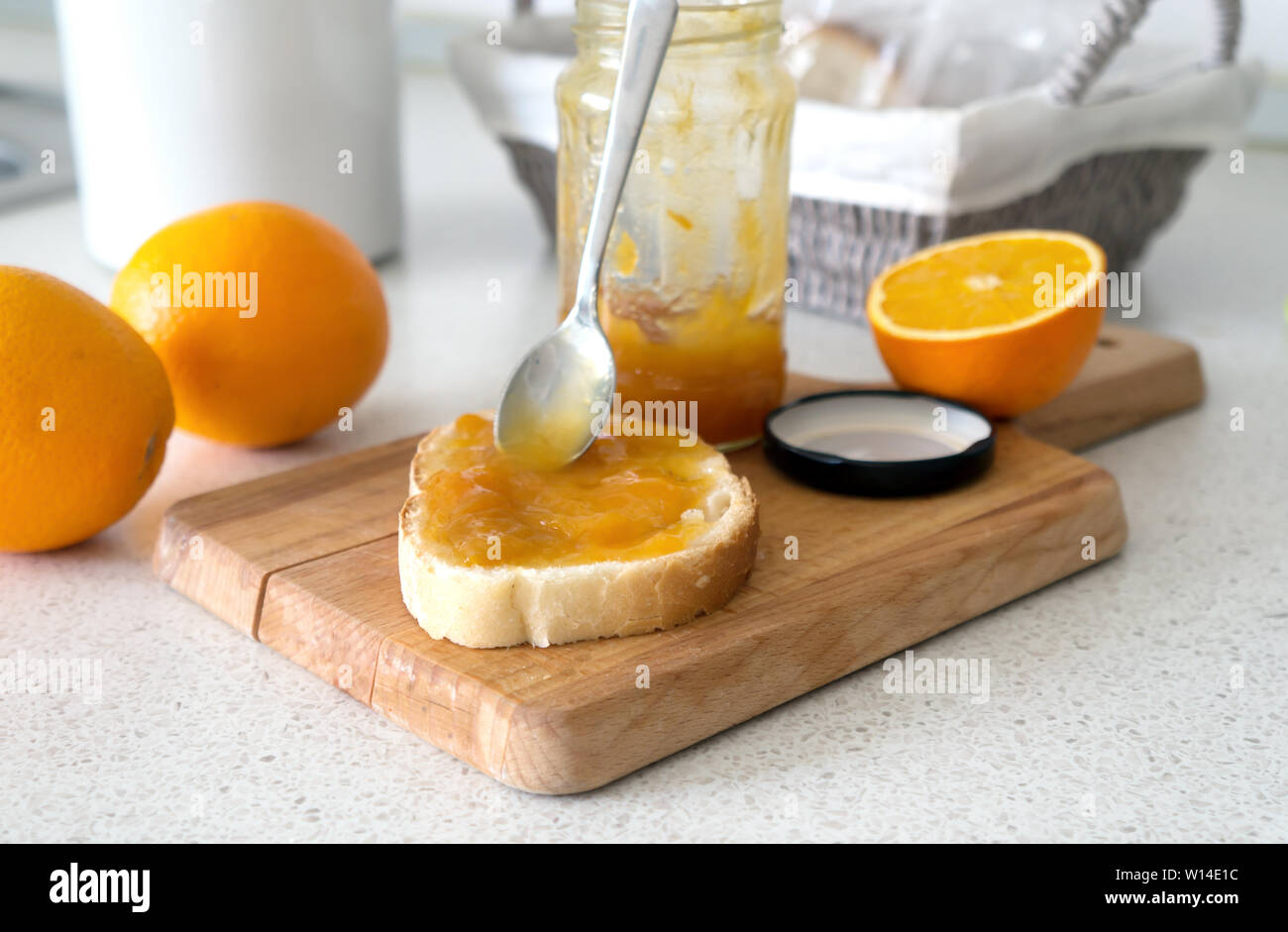 Orange Marmalade Breakfast Jam on bread Stock Photo - Alamy