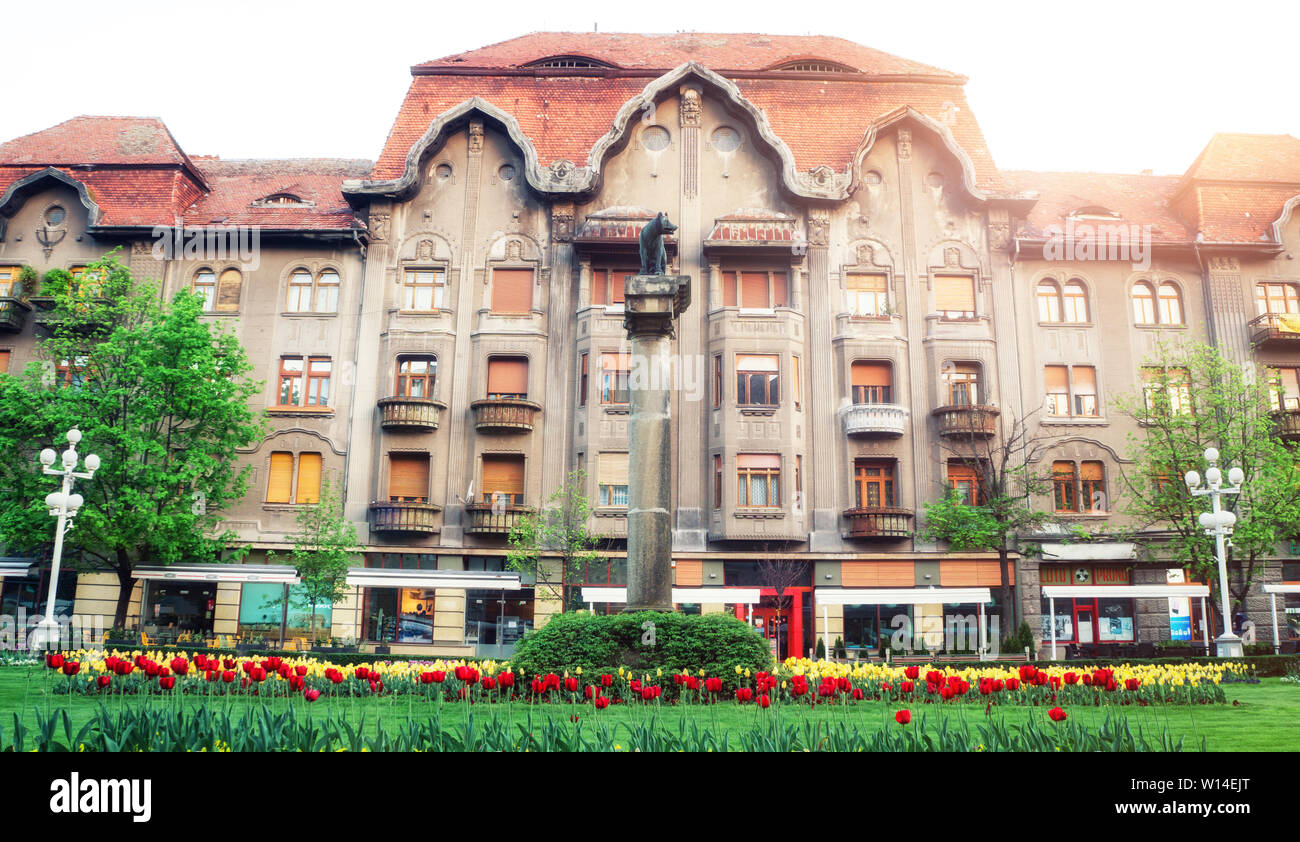 Union Square Timisoara Historical buildings morning sunrise Stock Photo ...