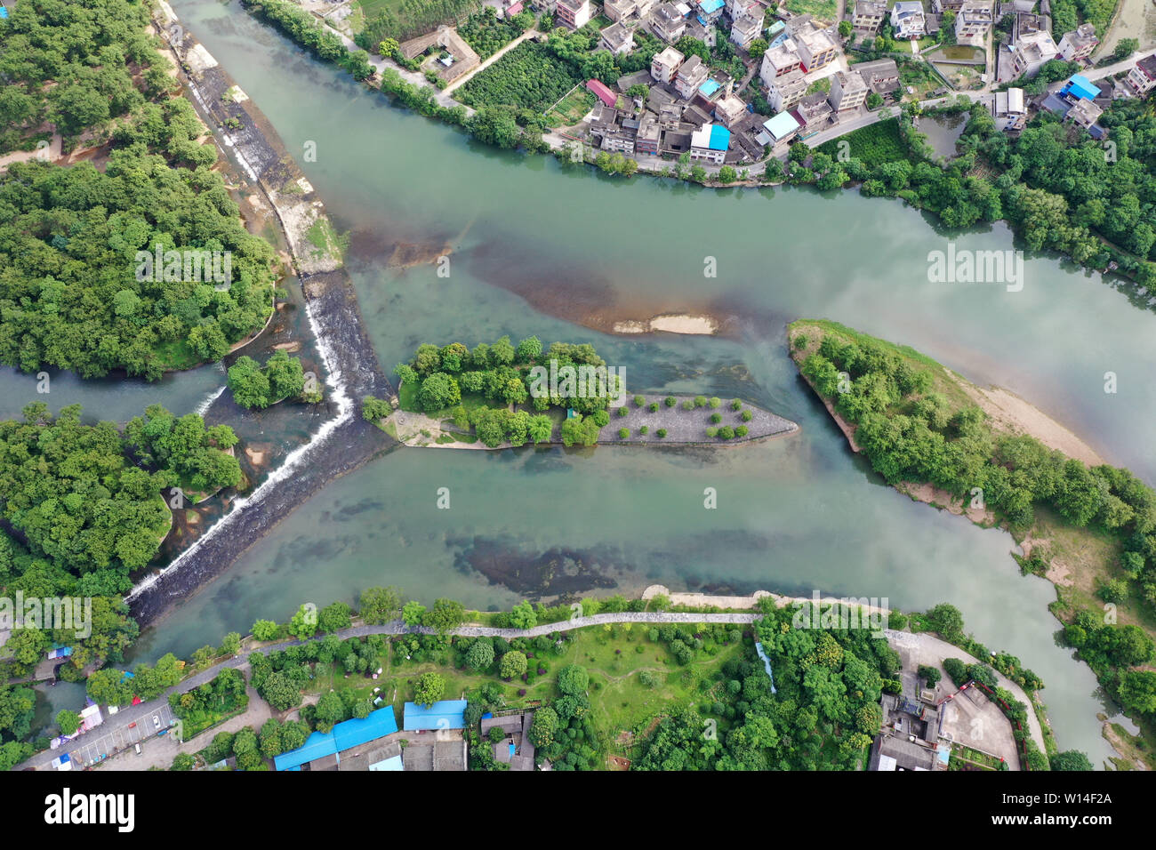 Xing'an. 30th June, 2019. Aerial photo taken on June 30, 2019 shows ...