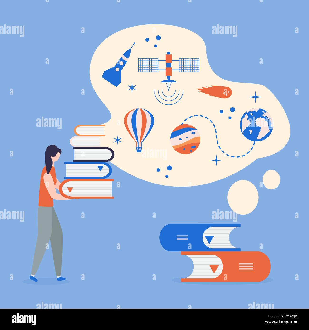 Girl college student working Stock Vector Images - Alamy