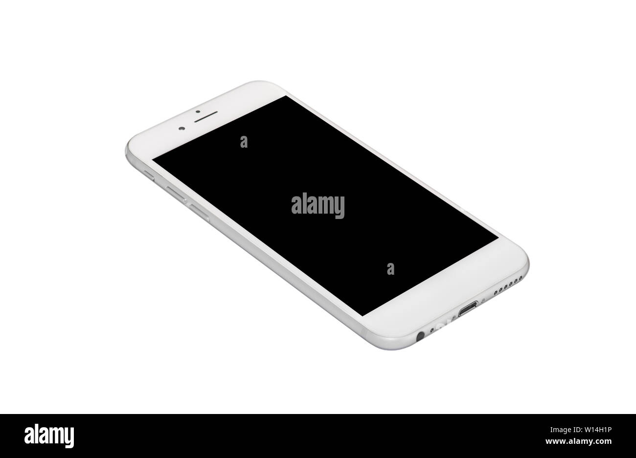 Smartphone, grey color with blank touch screen isolated on white ...
