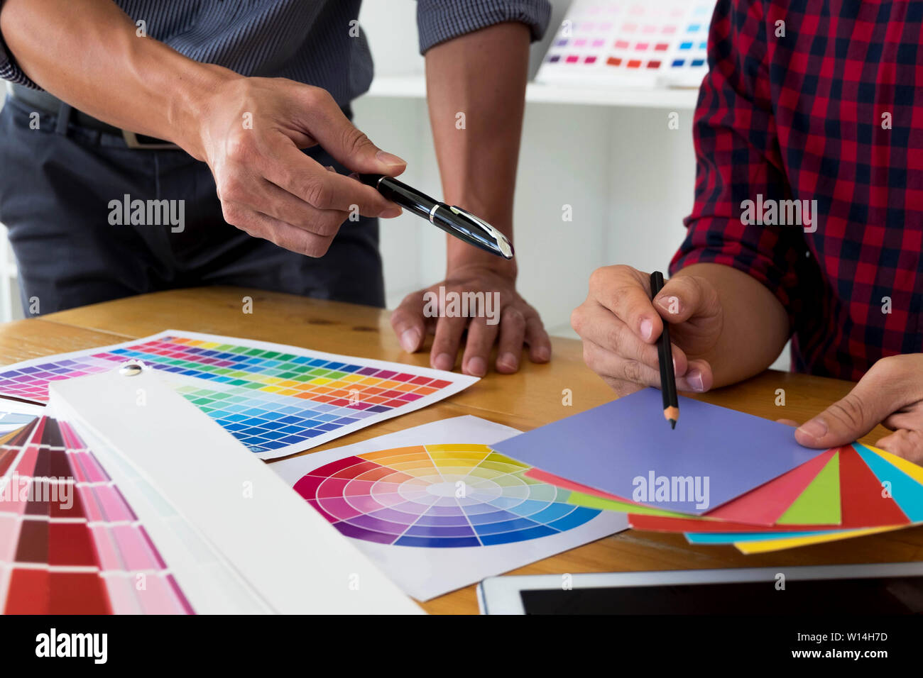 Graphic designers choose colors from the color bands samples for design ... Graphic designers choose colors from the color bands samples for design ...