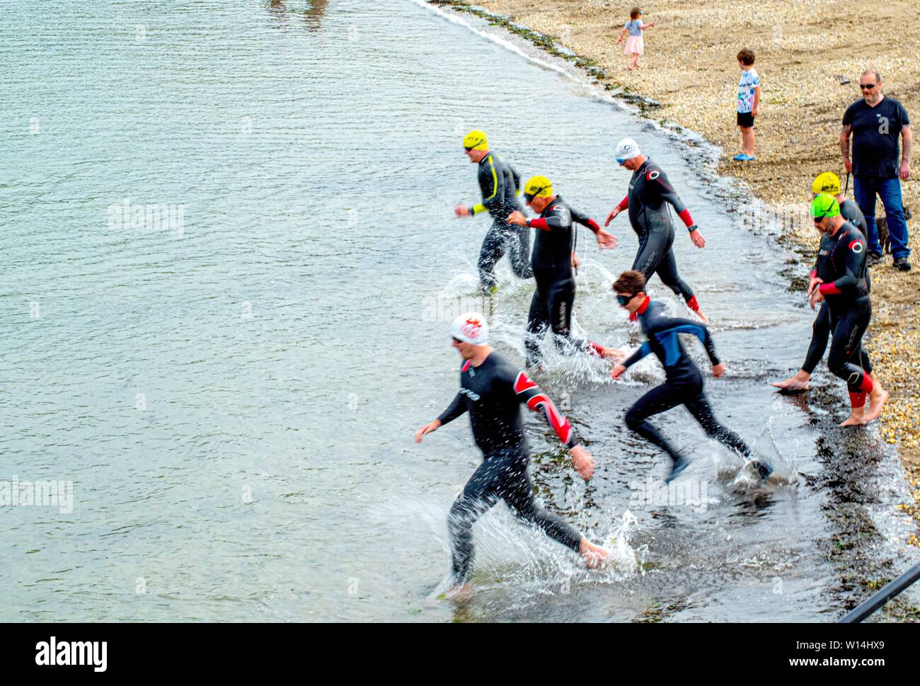 Fishguard anual raft race Stock Photo - Alamy
