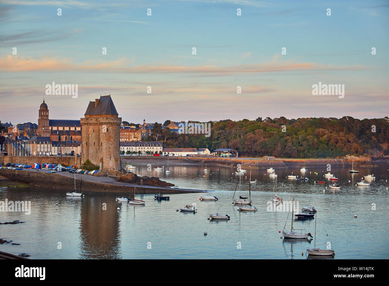 Image of Saint Servan in the evening sun with the tower, harbout and ...