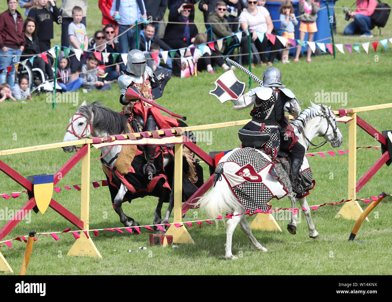 Men dressed as knights during a jousting event at Linlithgow Palace ...