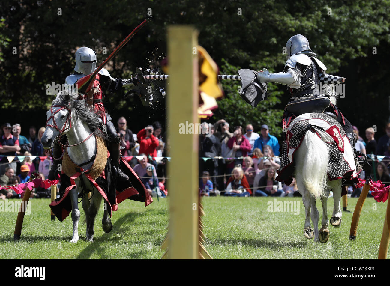 Men dressed as knights during a jousting event at Linlithgow Palace ...