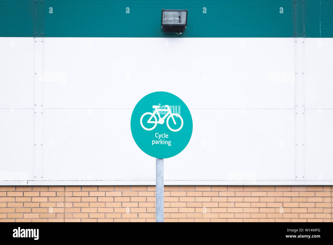 Cycle parking sign at shop mall supermarket for bicycles Stock Photo ...