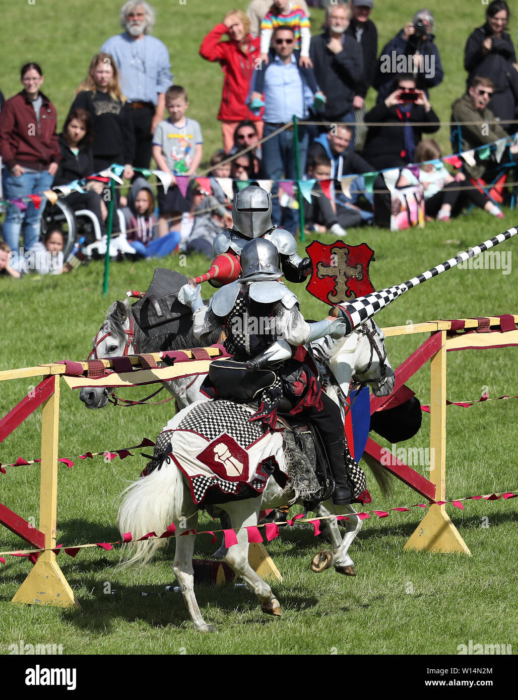 Men dressed as knights during a jousting event at Linlithgow Palace ...