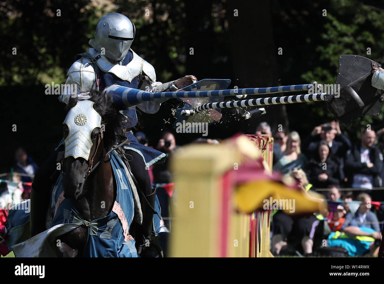 Men dressed as knights during a jousting event at Linlithgow Palace ...
