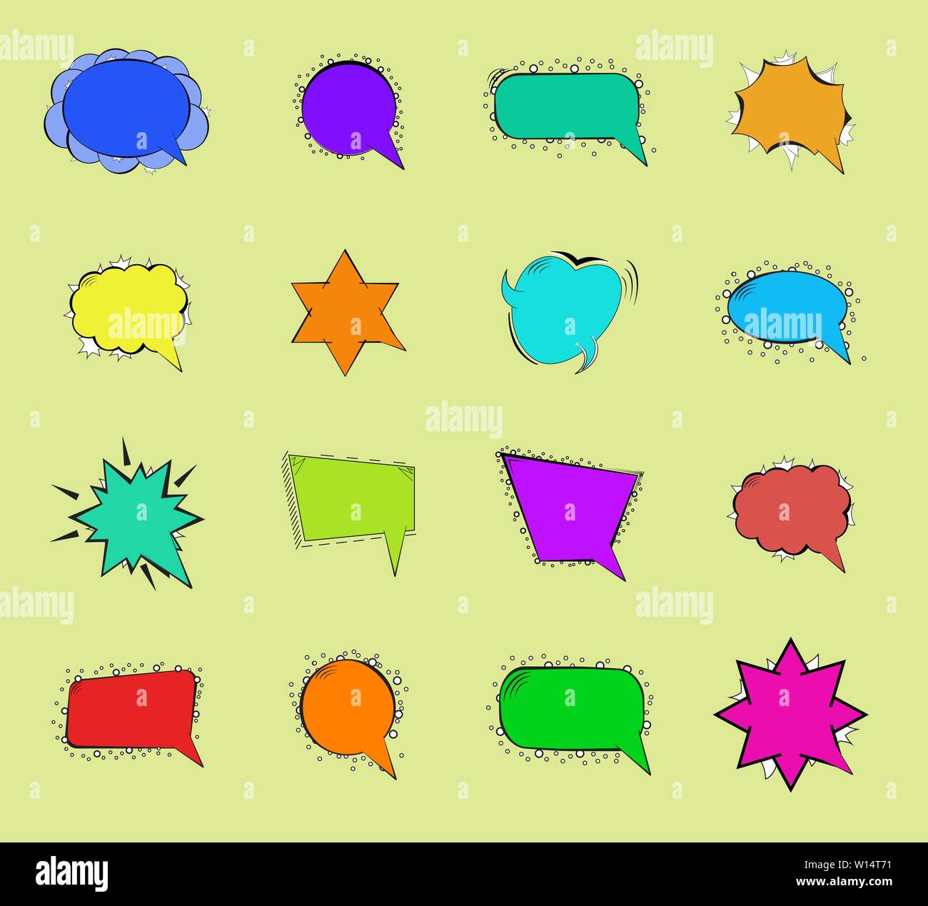 Set of cartoon speech bubbles on White background. Vector Illustration ...