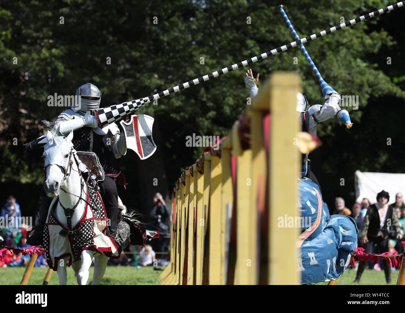 Men dressed as knights during a jousting event at Linlithgow Palace ...