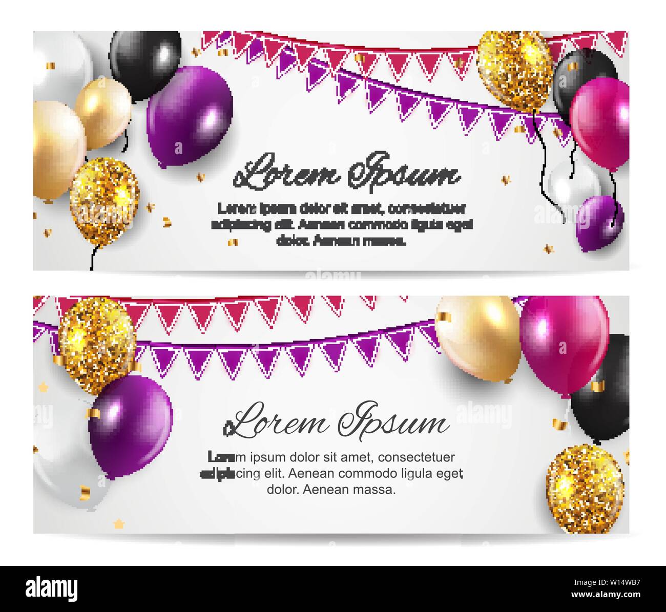 Color glossy balloons birthday party card background. vector ...