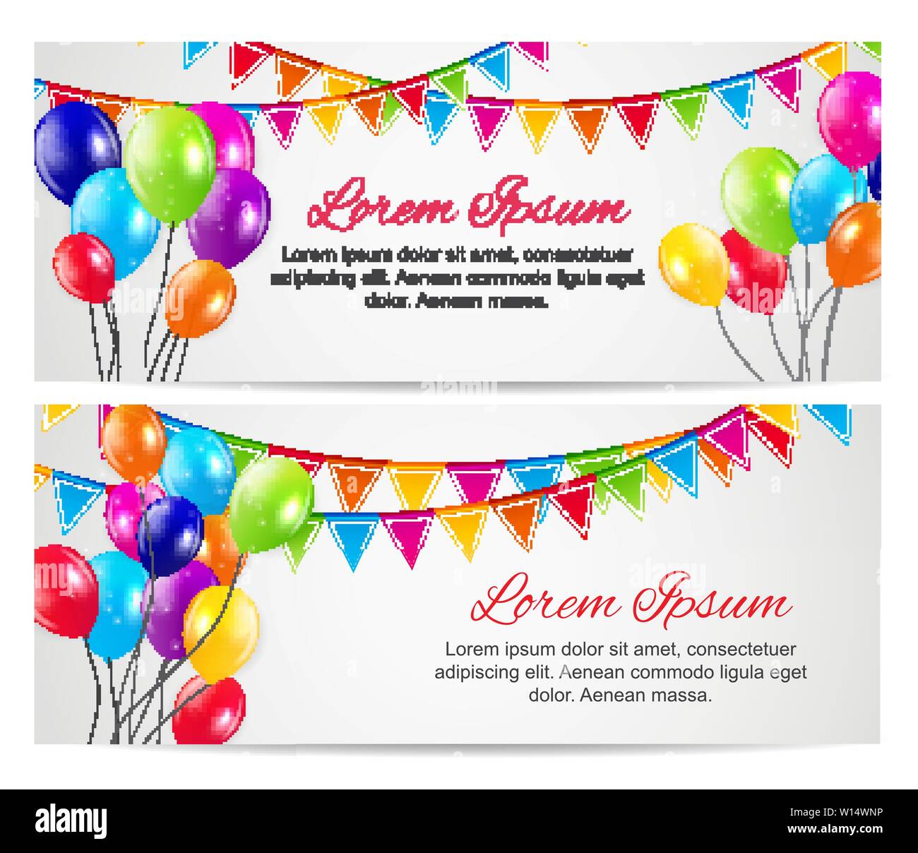 Color glossy balloons birthday party card background. vector ...