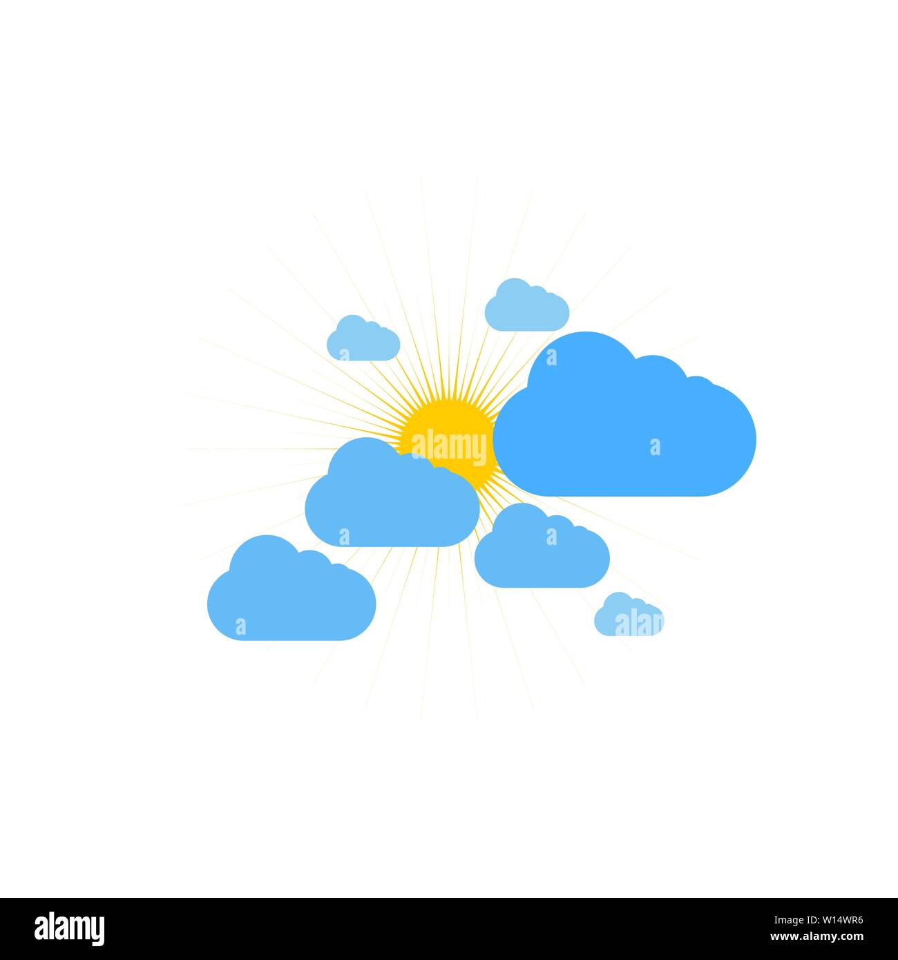 Sunny weather sign icon on white background. Yellow sun illustration ...