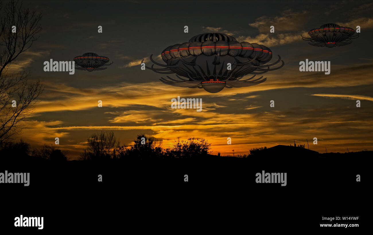 3D rendering. Futuristic alien Spaceship Stock Photo - Alamy