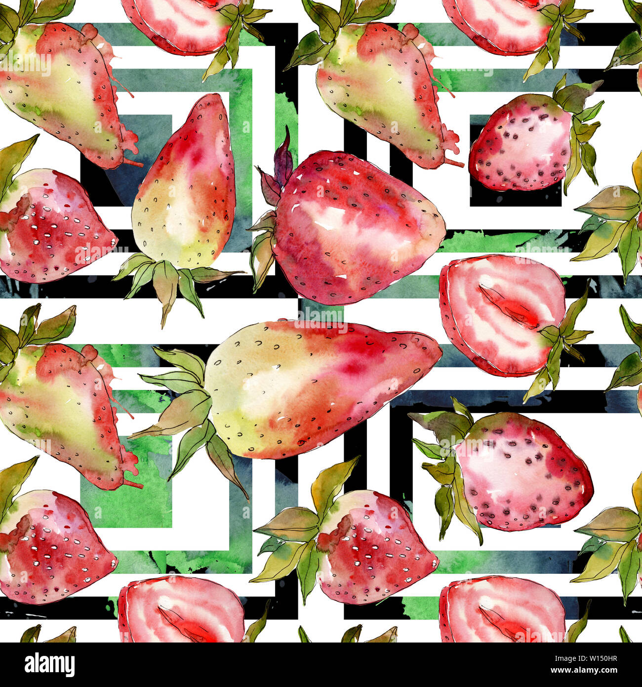 Strawberry healthy food fresh berry. Watercolor background illustration ...