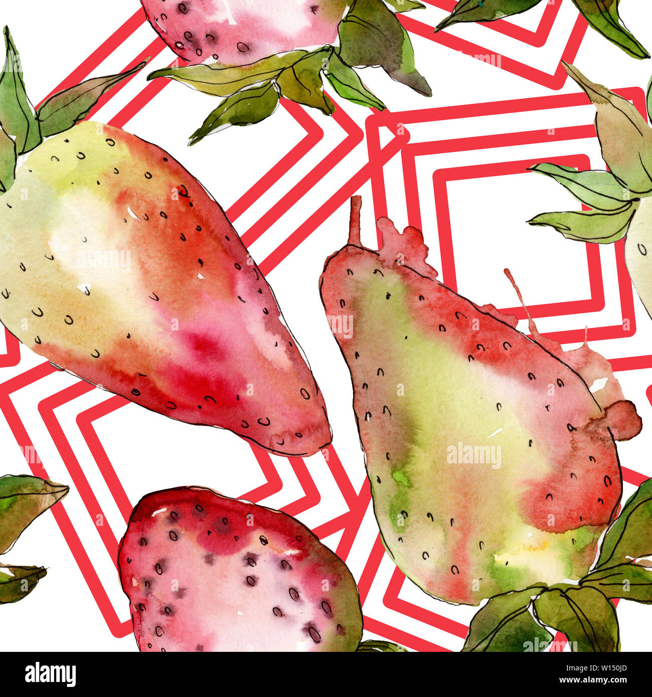 Strawberry healthy food fresh berry. Watercolor background illustration ...