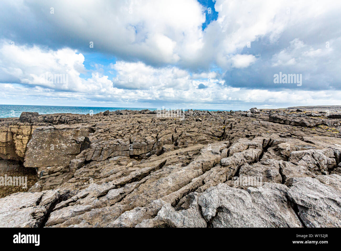Spectacular limestone landscape with sea the sea in the background at ...