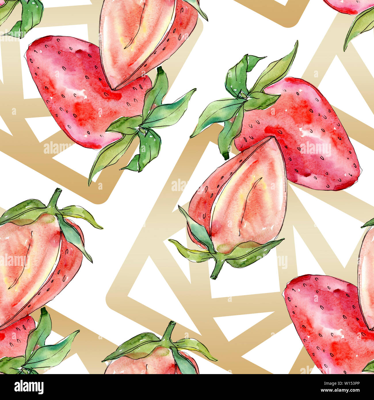 Strawberry healthy food fresh berry. Watercolor background illustration ...