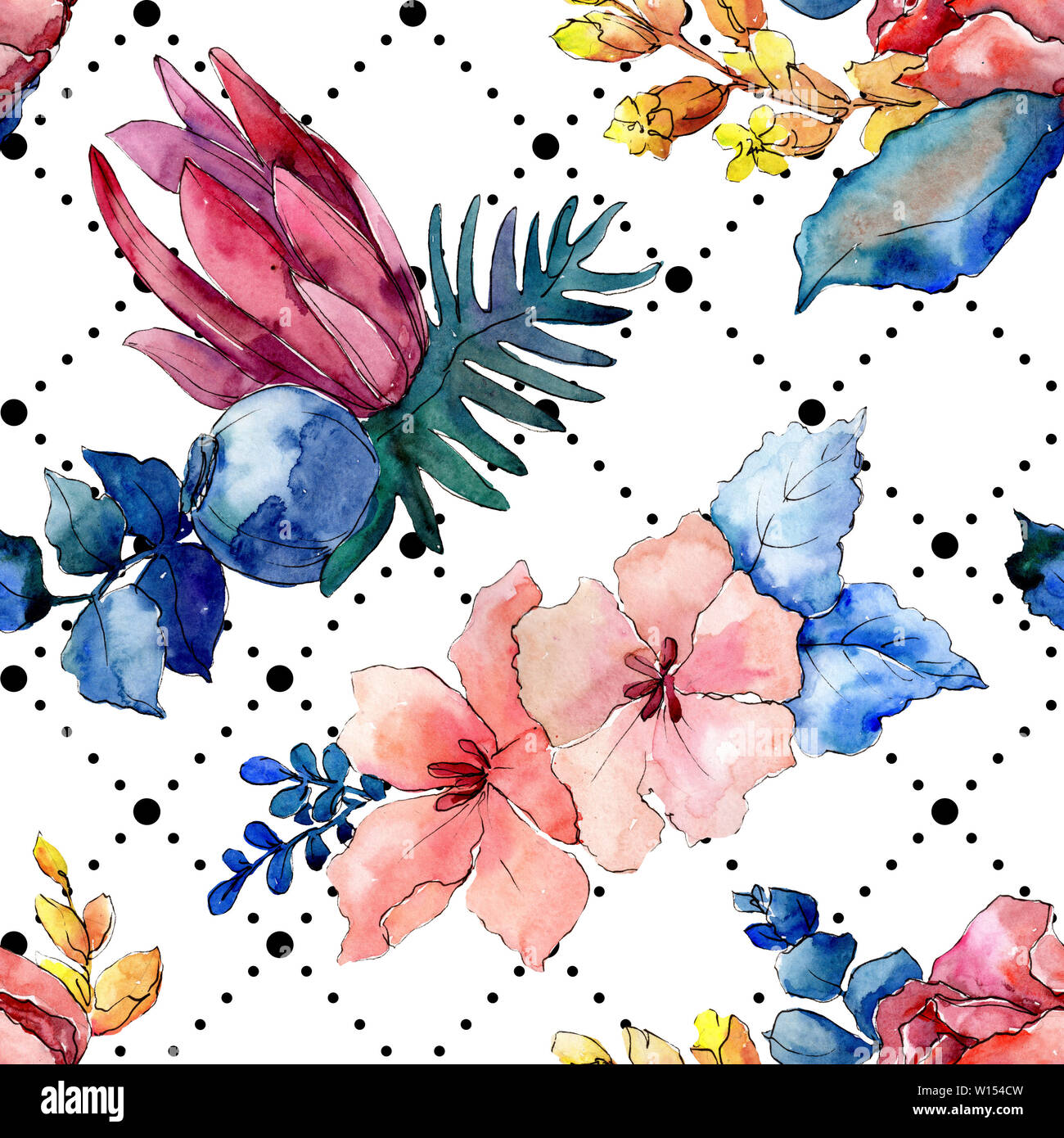 Bouquets floral botanical flowers. Watercolor background illustration ...