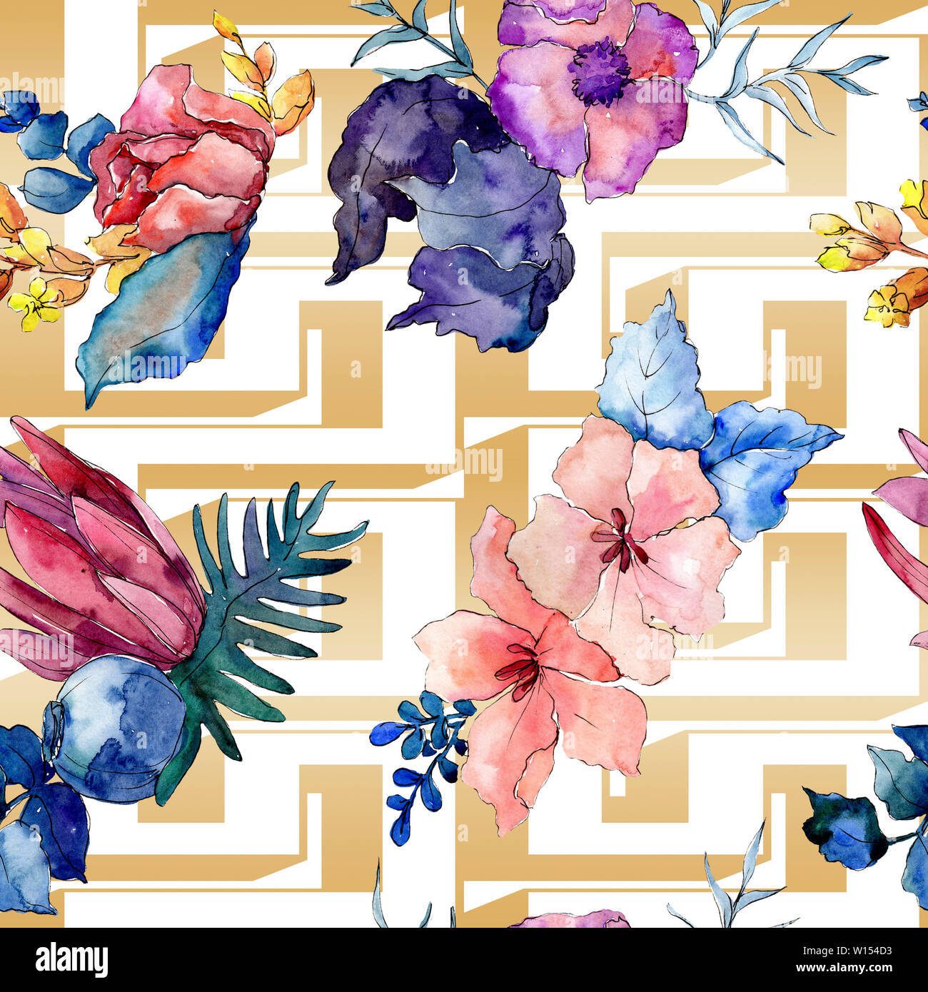 Bouquets floral botanical flowers. Watercolor background illustration ...