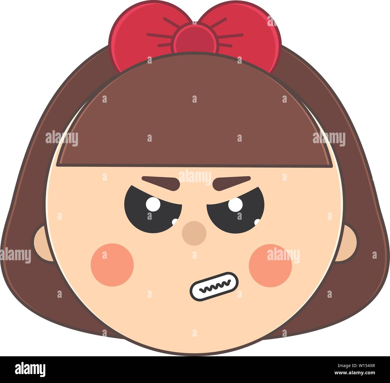 Face of little angry girl with short hair and cute bow Stock Vector ...