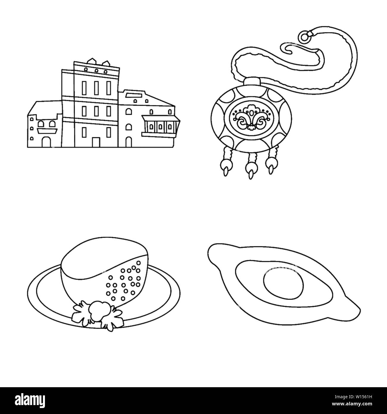 Vector illustration of traditions and national sign. Set of traditions ...