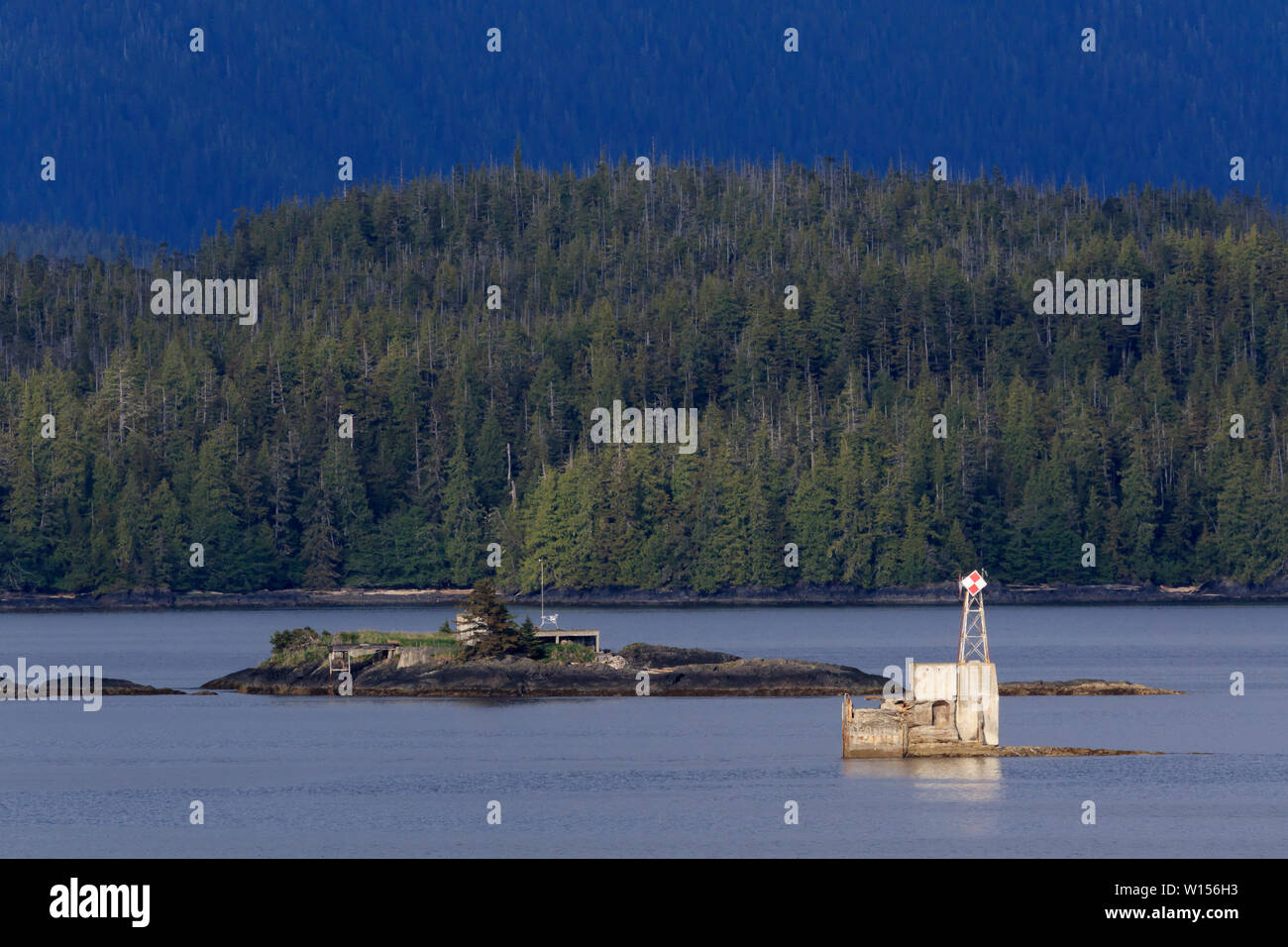 Lowrie Island Light, Frederick Sound, Southeast Alaska, USA Stock Photo ...