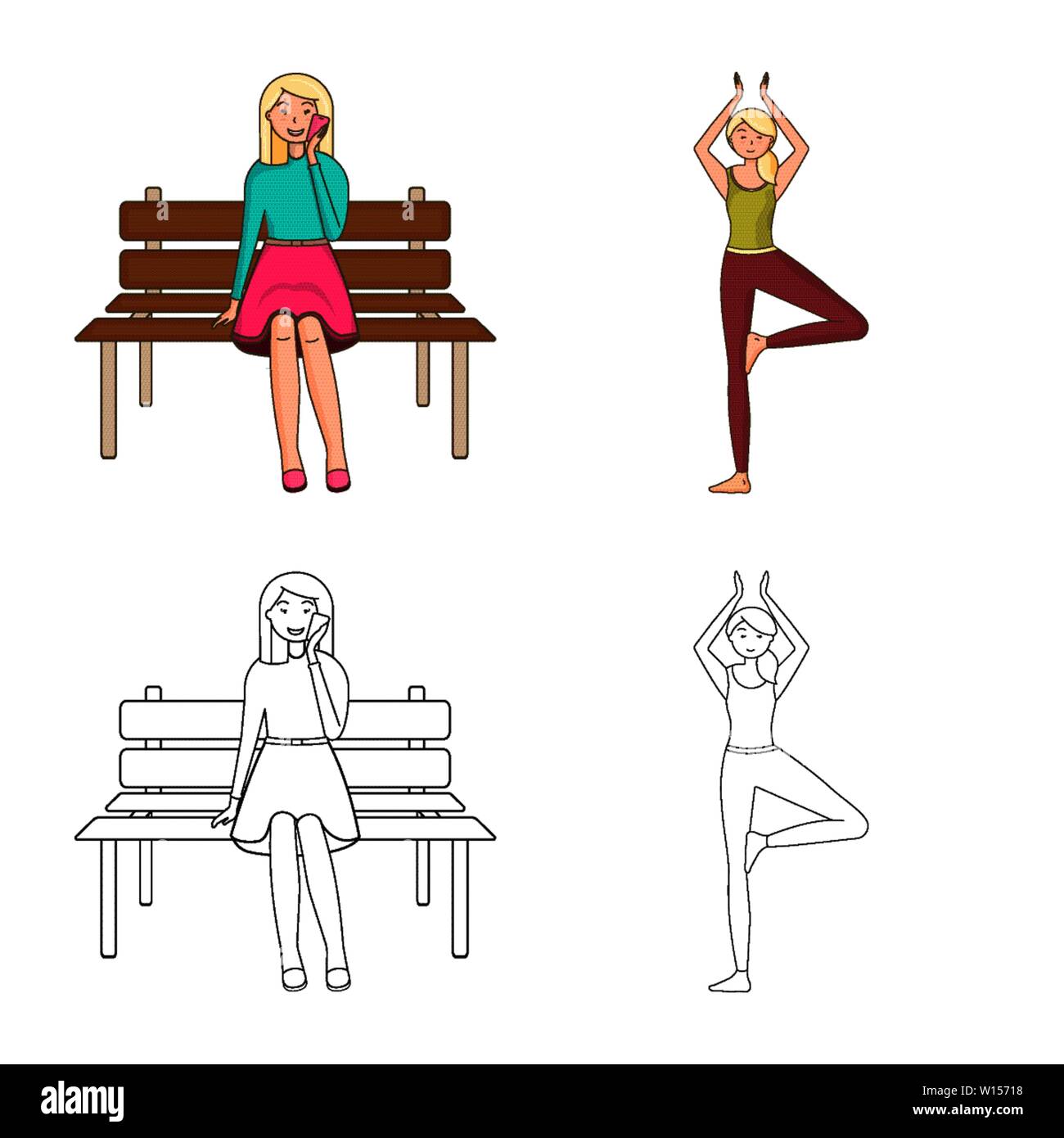 Vector design of posture and mood icon. Collection of posture and ...