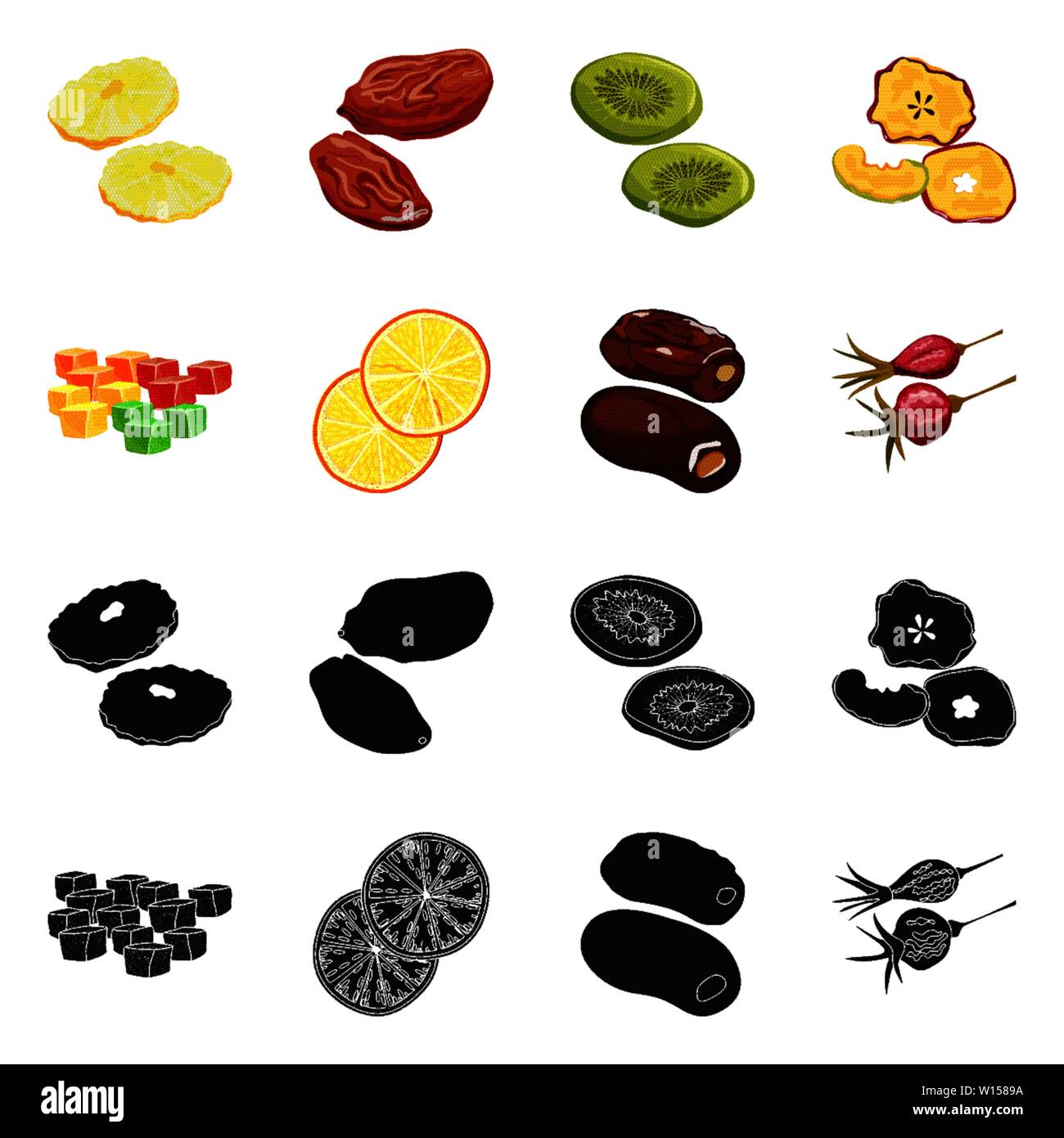 Vector illustration of food and raw sign. Set of food and nature stock ...