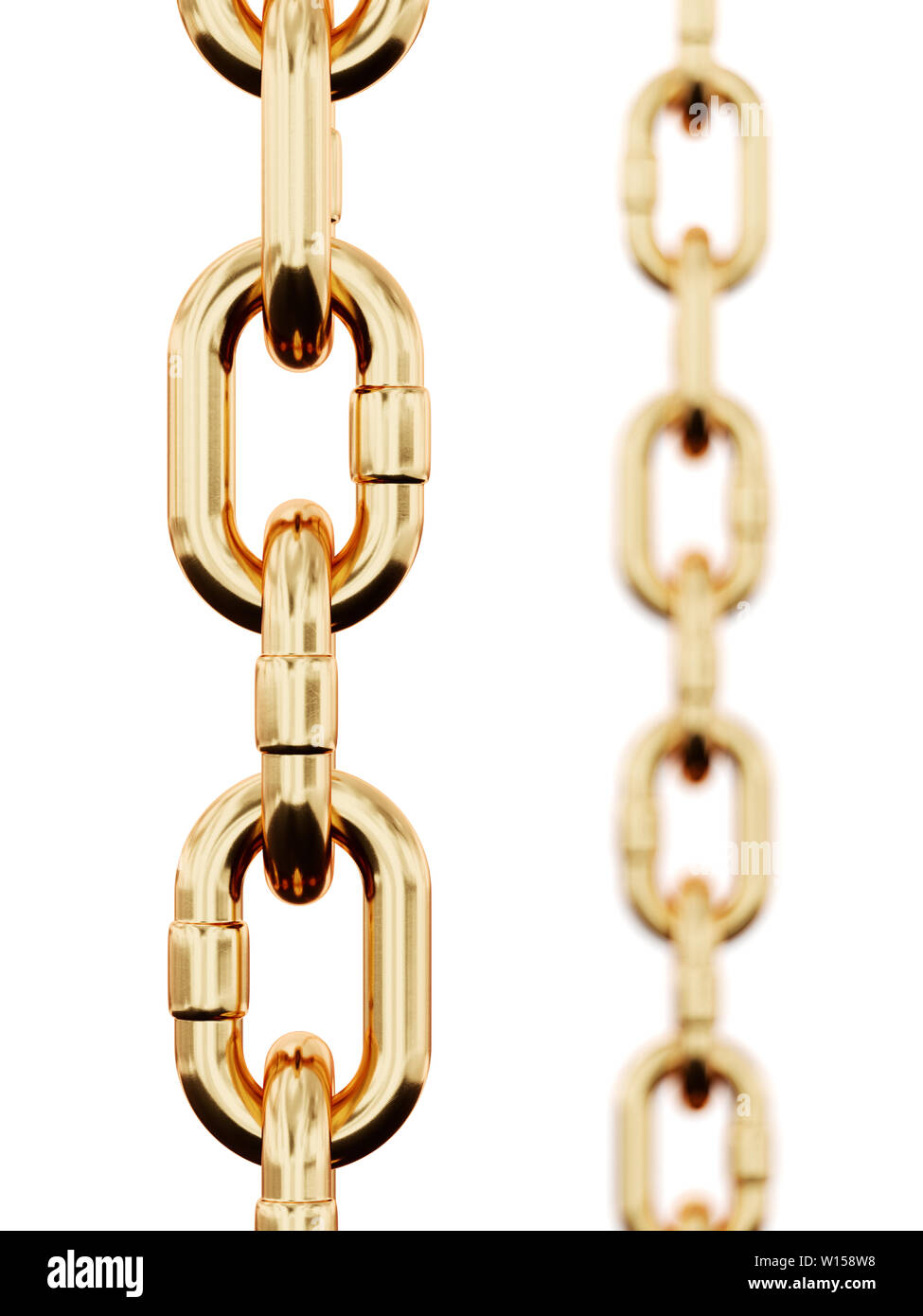 Golden heavy metal chain isolated. Gold steel connection security ...