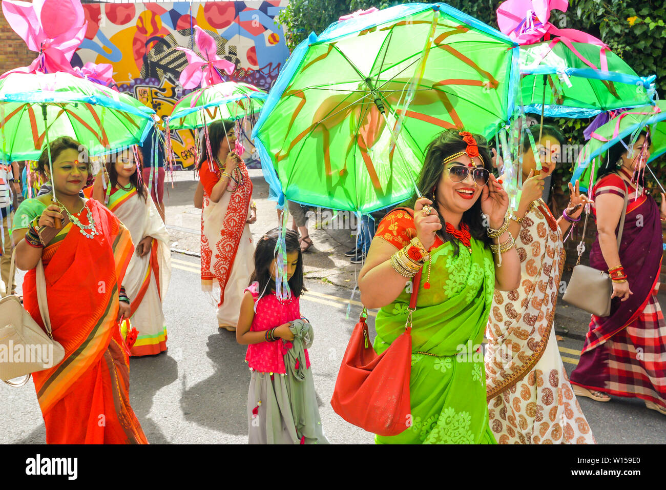 London, UK. 30th June 2019. People taking part in the Boishakhi Mela ...