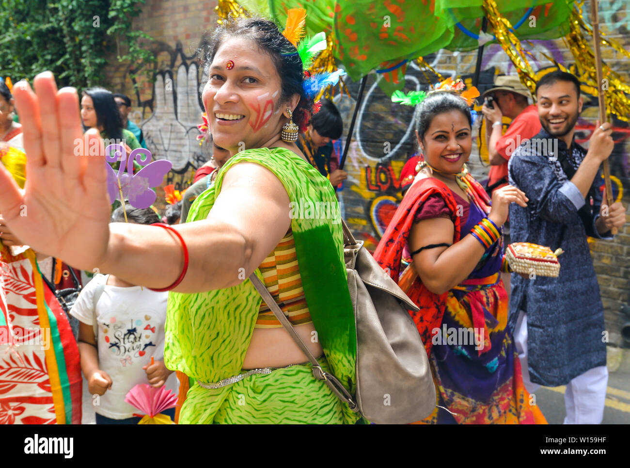 London, UK. 30th June 2019. People taking part in the Boishakhi Mela ...