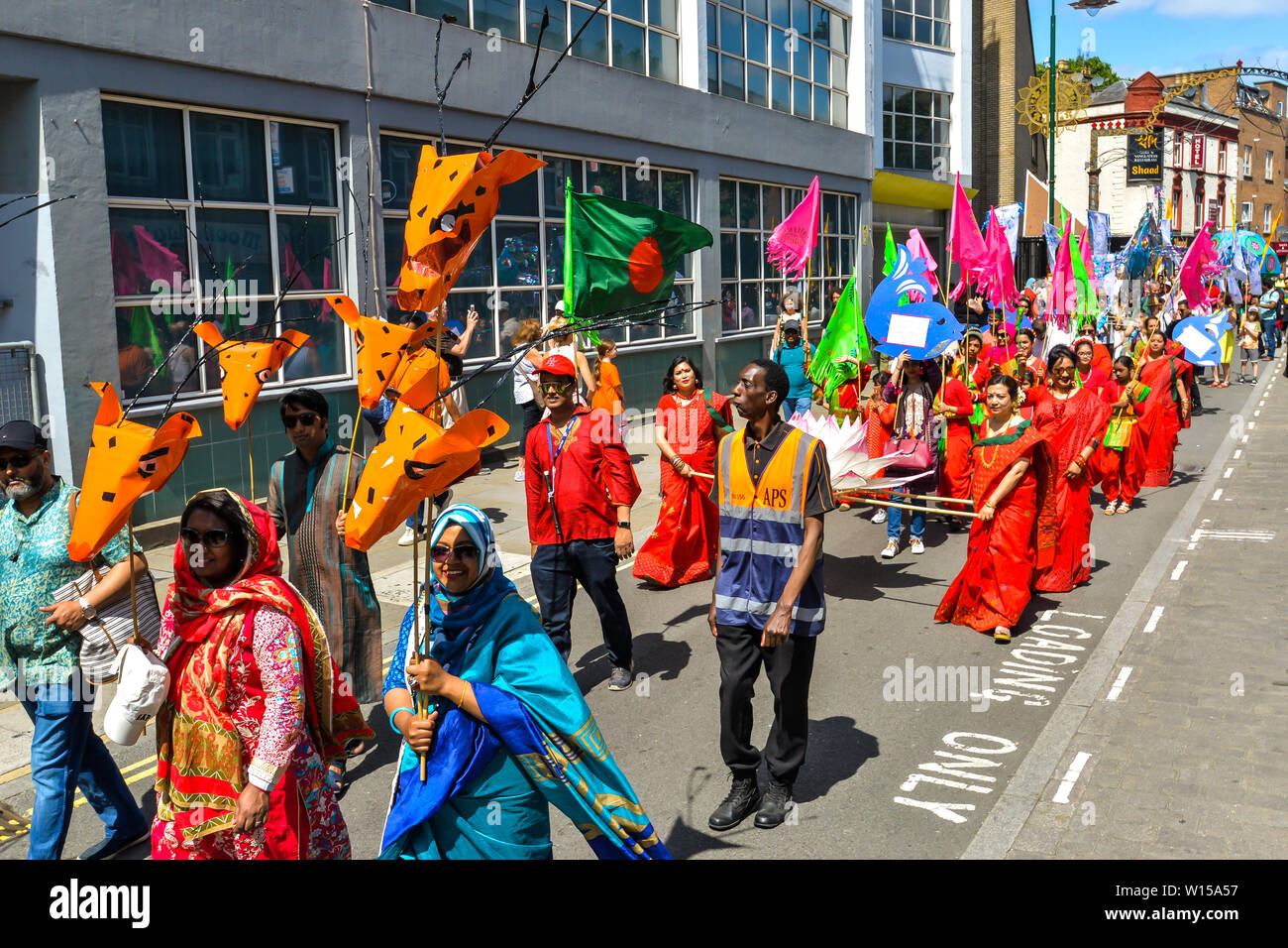 London, UK. 30th June 2019. People taking part in the Boishakhi Mela ...