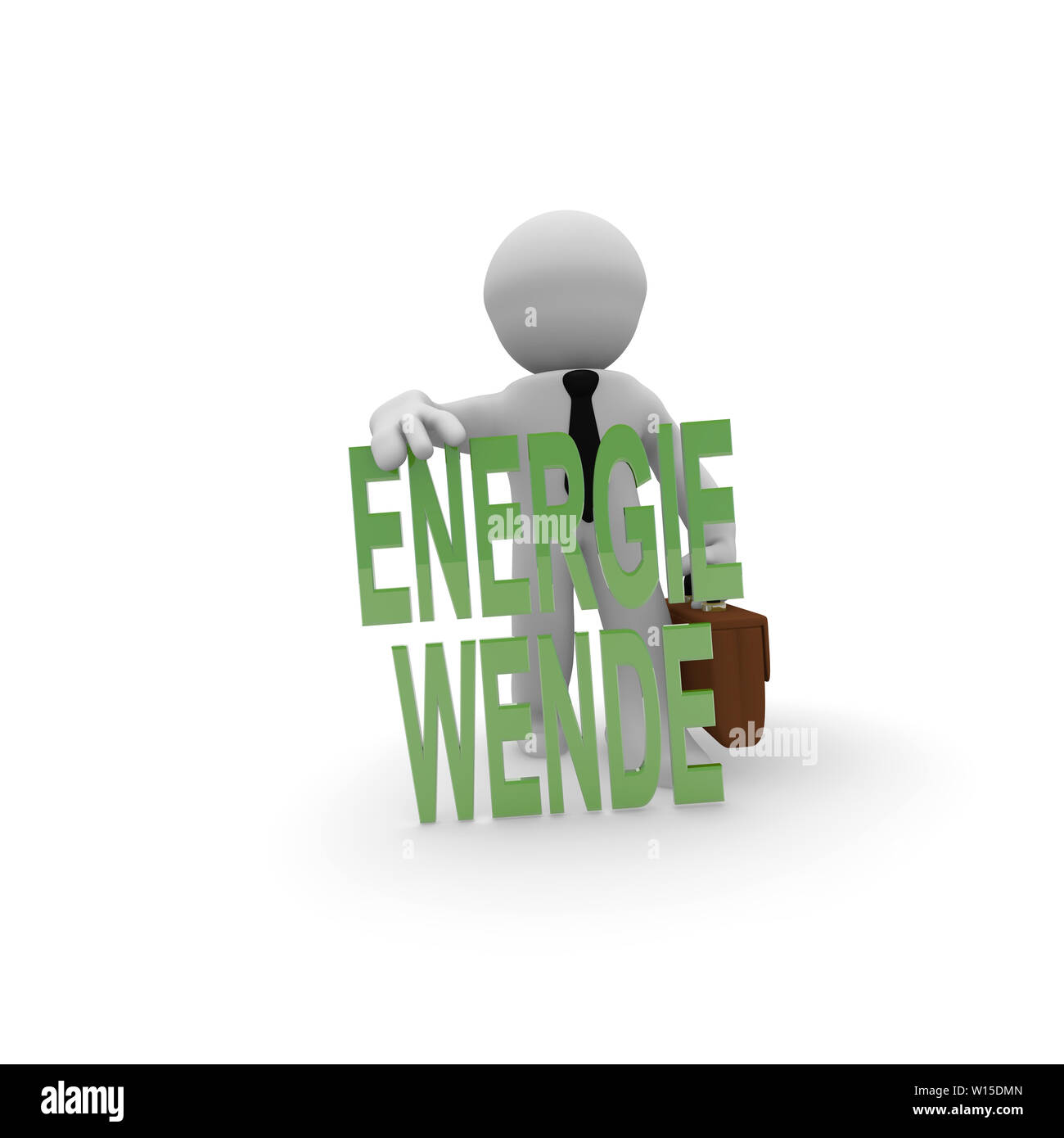 Small character with the German words energy transition on a white ...