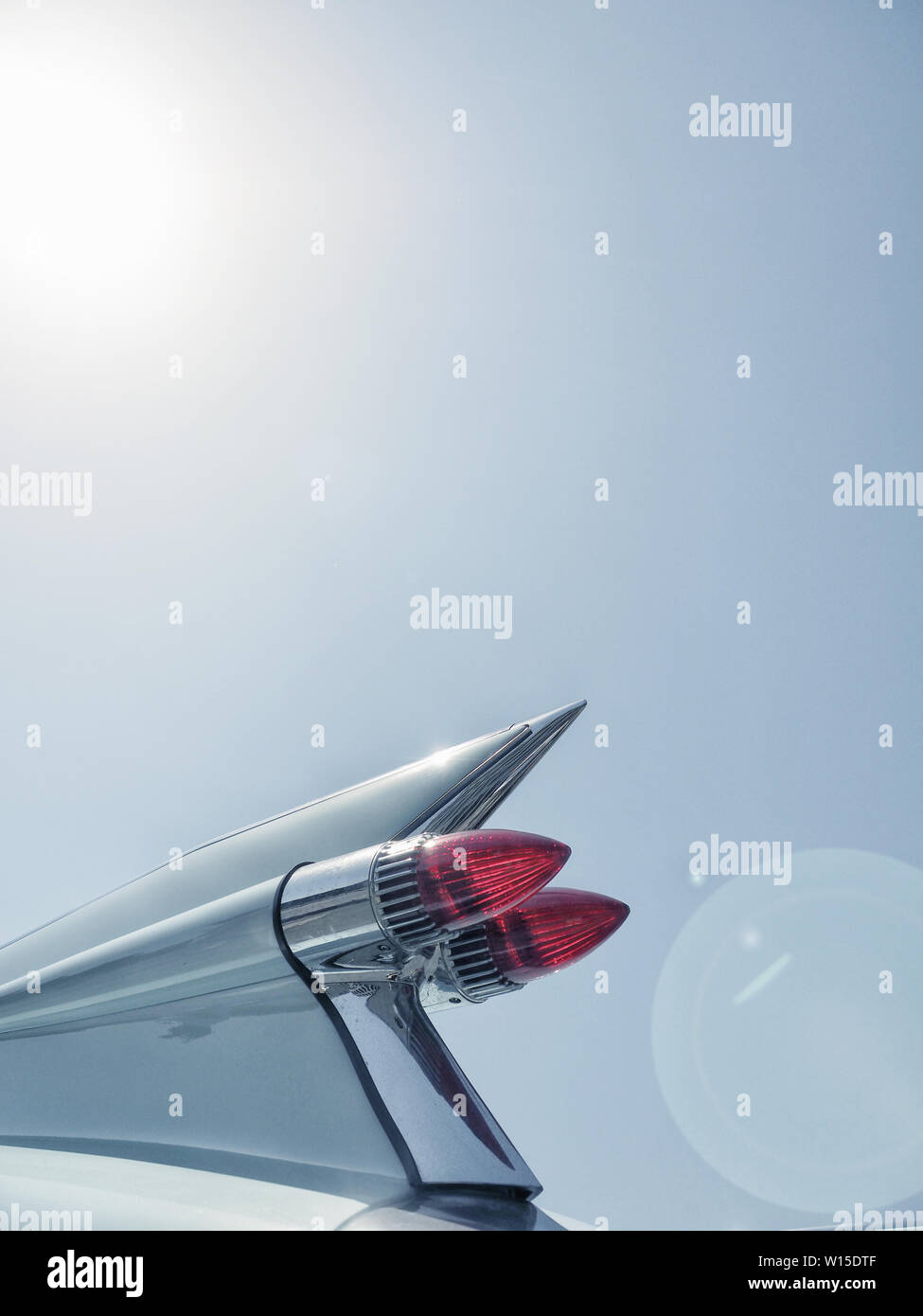 Taillight of an old vintage car on a sunny day, concepual vintage image ...