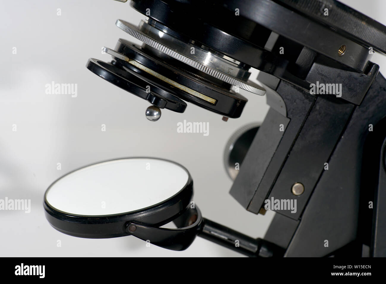 This is an old microscope in good condition and working Stock Photo - Alamy