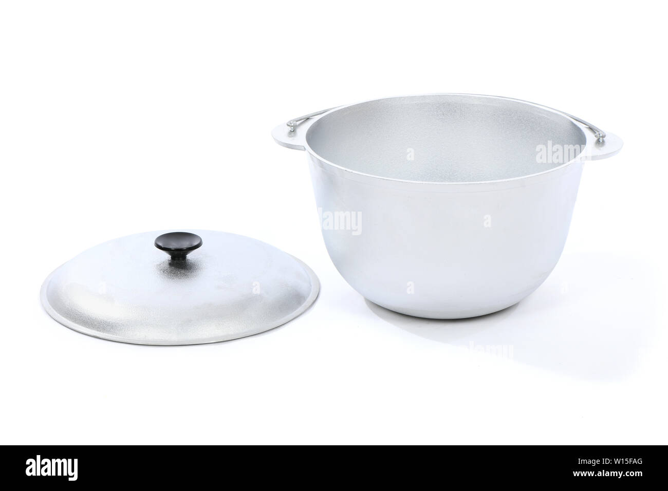 Cast-iron cauldron with cover for camping isolated on white background ...